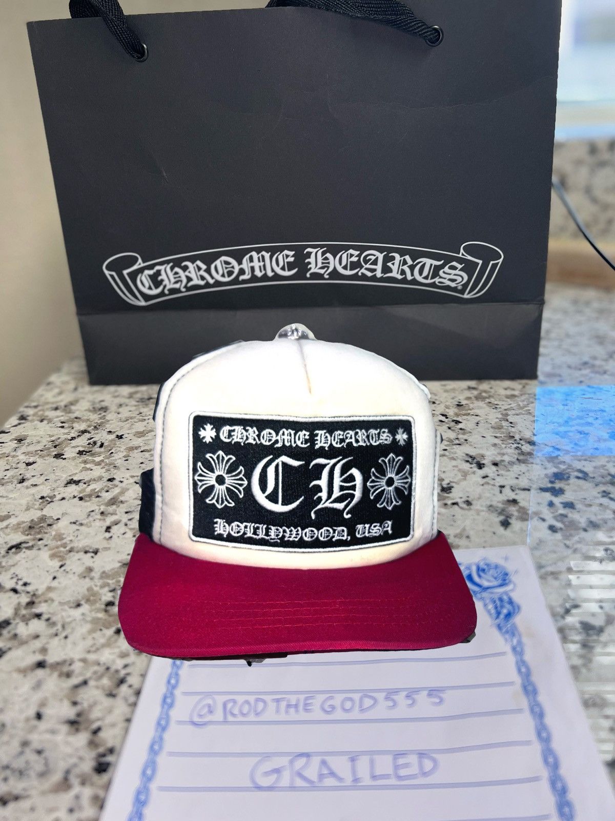 Chrome Hearts Chrome Hearts CH Hat Black/Red/White | Grailed