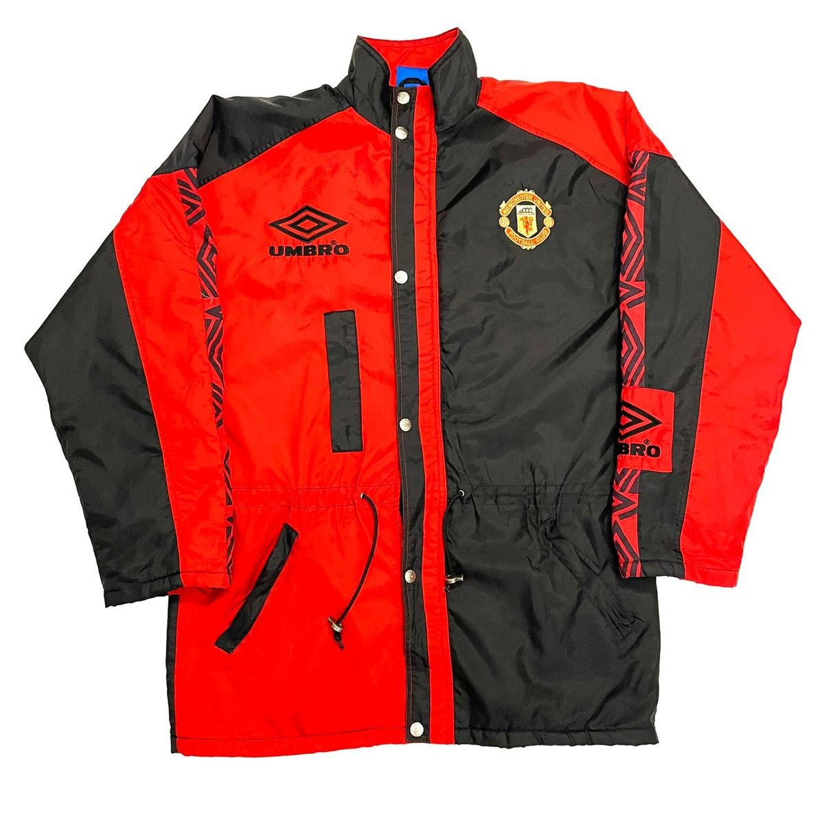Vintage Umbro Manchester United football puffer jacket 90s coat red ...
