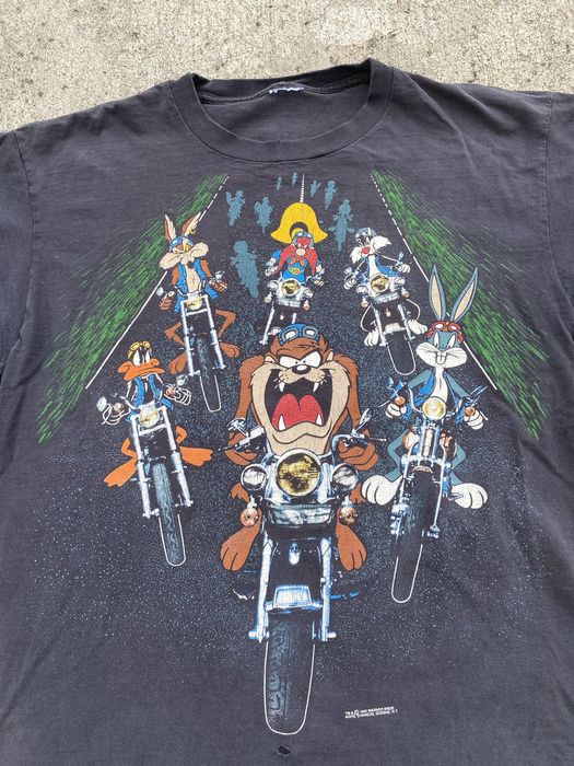 Vintage Vtg 1993 Looney Tunes Motorcycle Black All Over Print Taz | Grailed