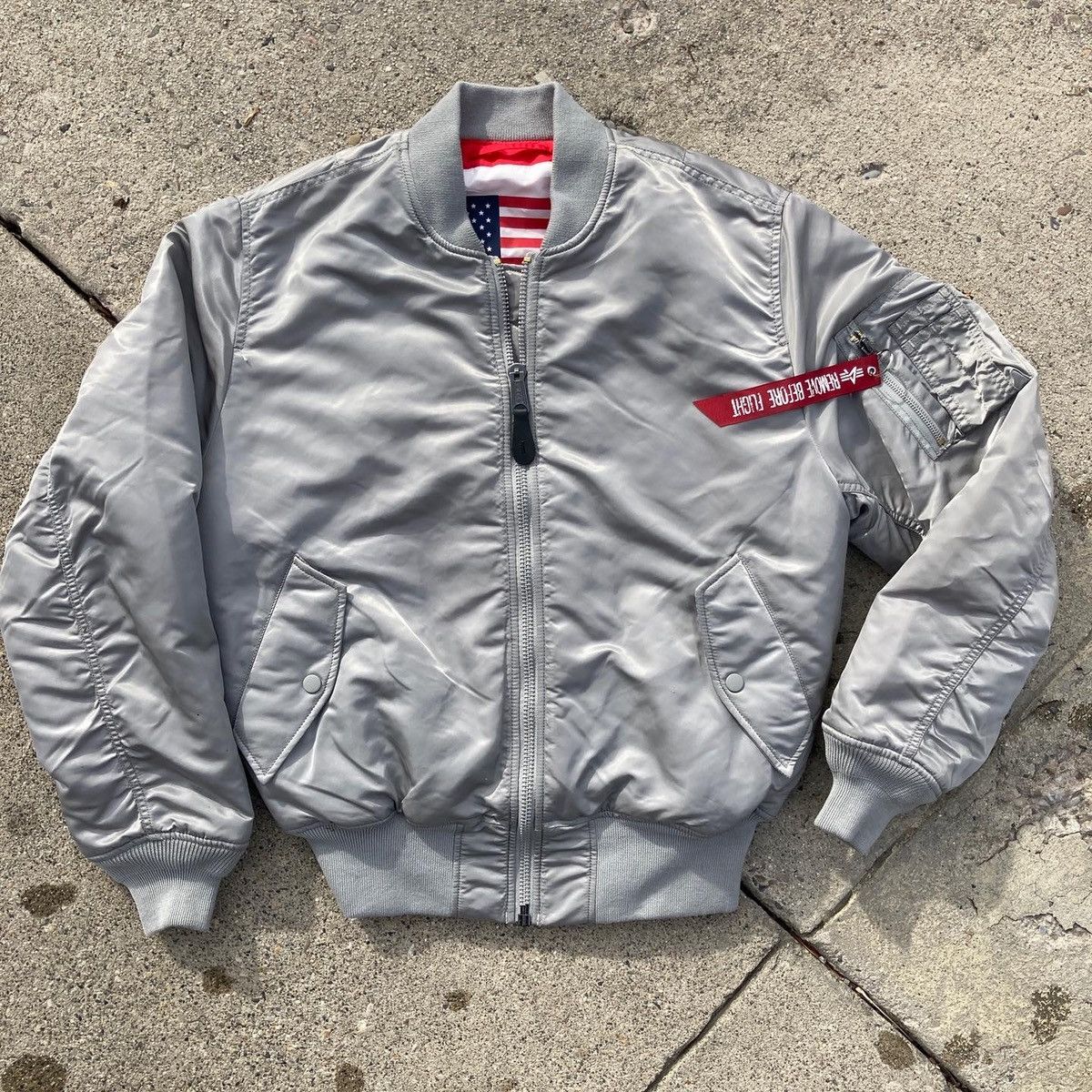 Alpha Industries Alpha Industries MA-1 Blood Chit Silver Gray Bomber ...