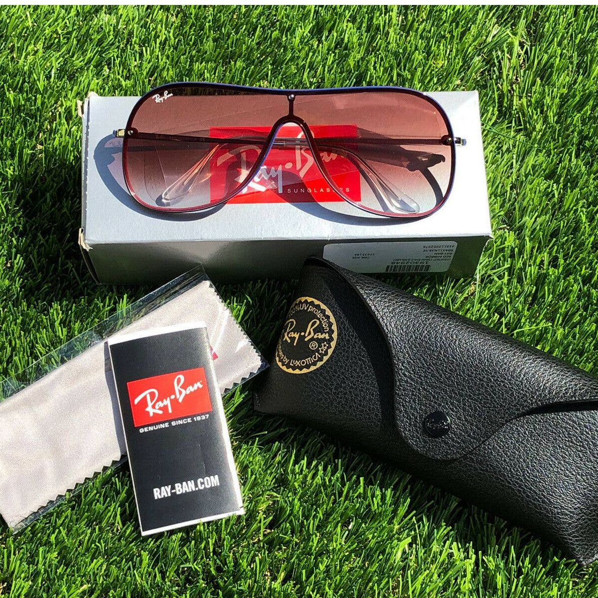 RayBan Ray Ban Shield Aviator Sunglasses 38 Millimeters Red Mirror ...