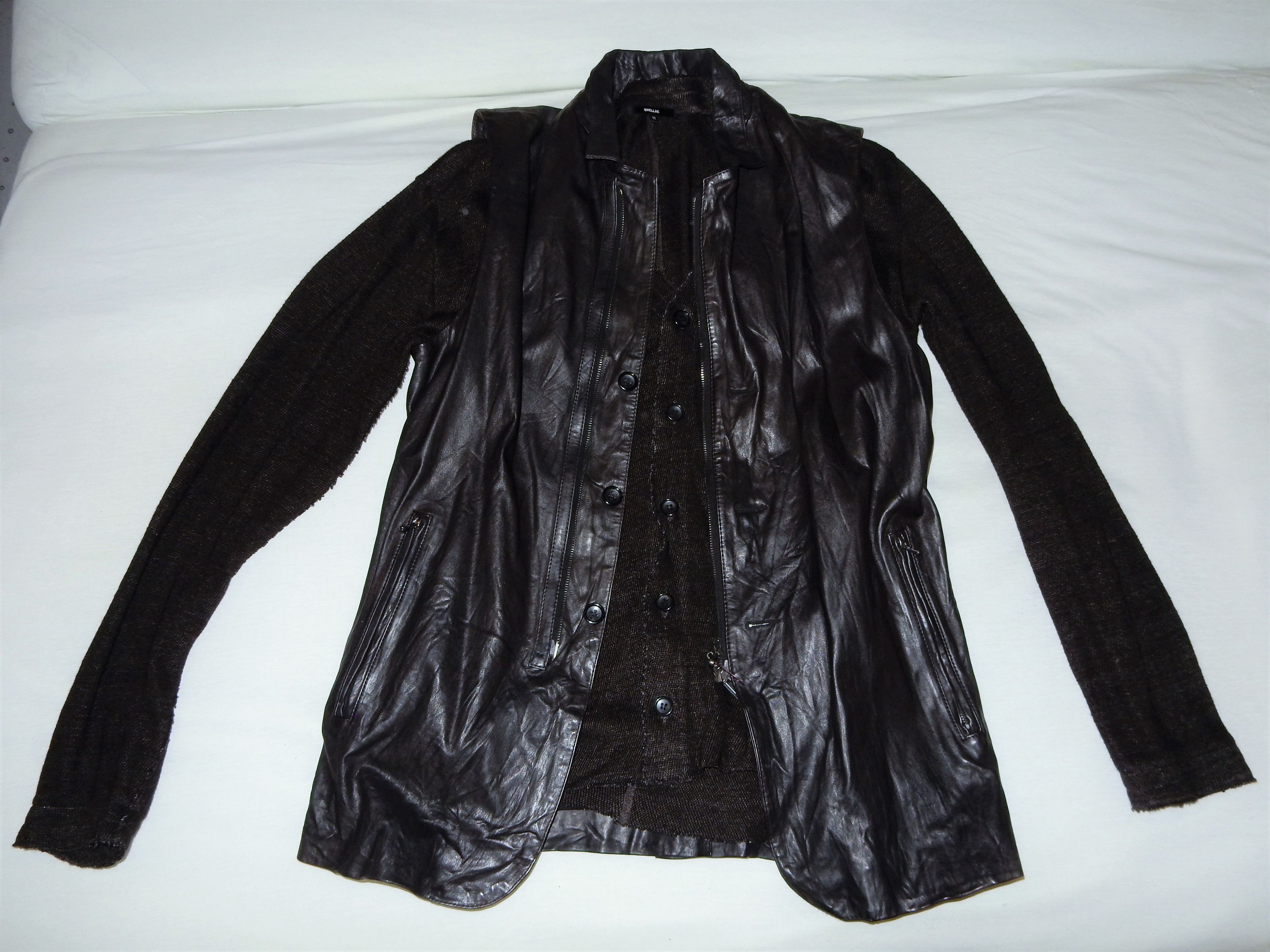 Shellac Shellac Double Jacket Linen Jacket with Leather vest, | Grailed