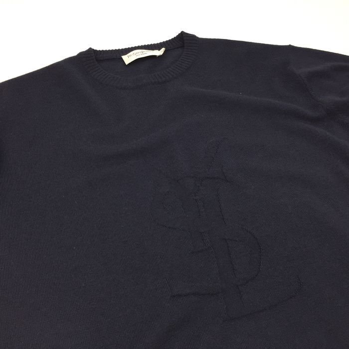 Ysl Pour Homme Yves Saint Laurent YSL Big Logo Black Wool Jumper ...
