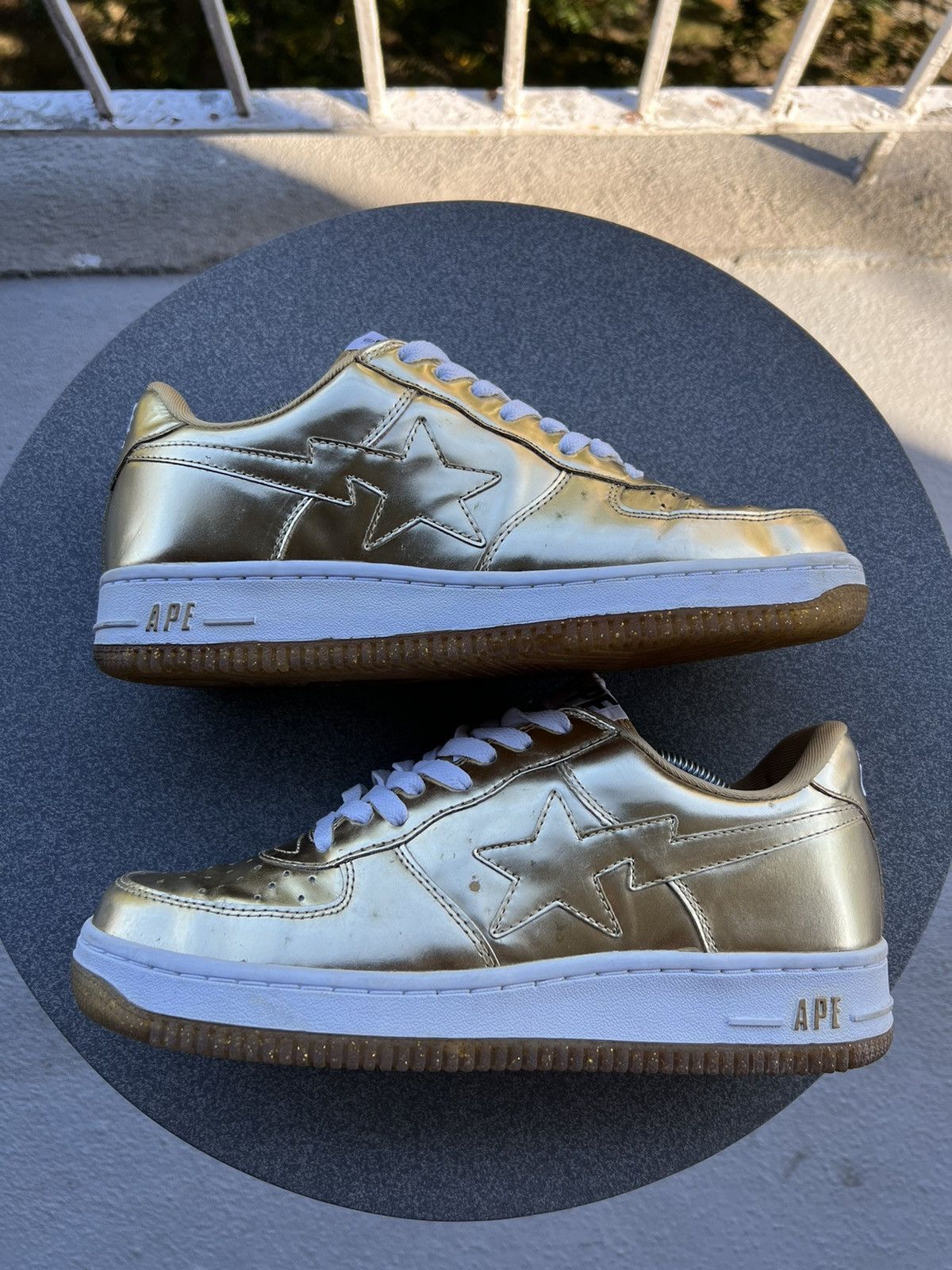 Bape Bape OG metallic Gold Bapesta | Grailed