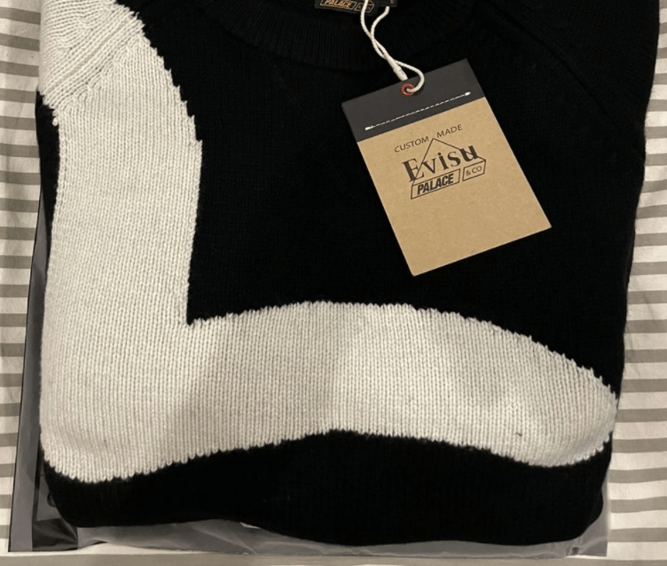 Palace PALACE EVISU Seagull Knit Sweater- Black | Grailed