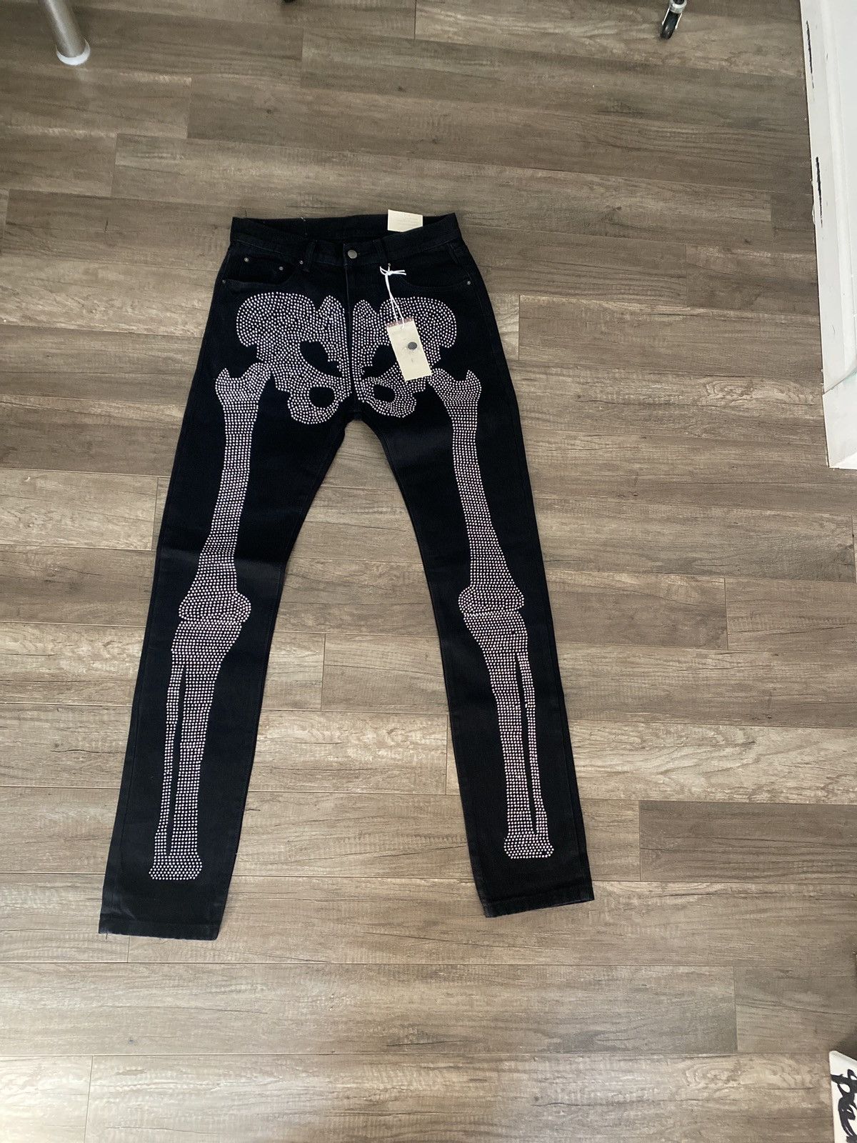 Mnml Rhinestone Skeleton Jeans Grailed