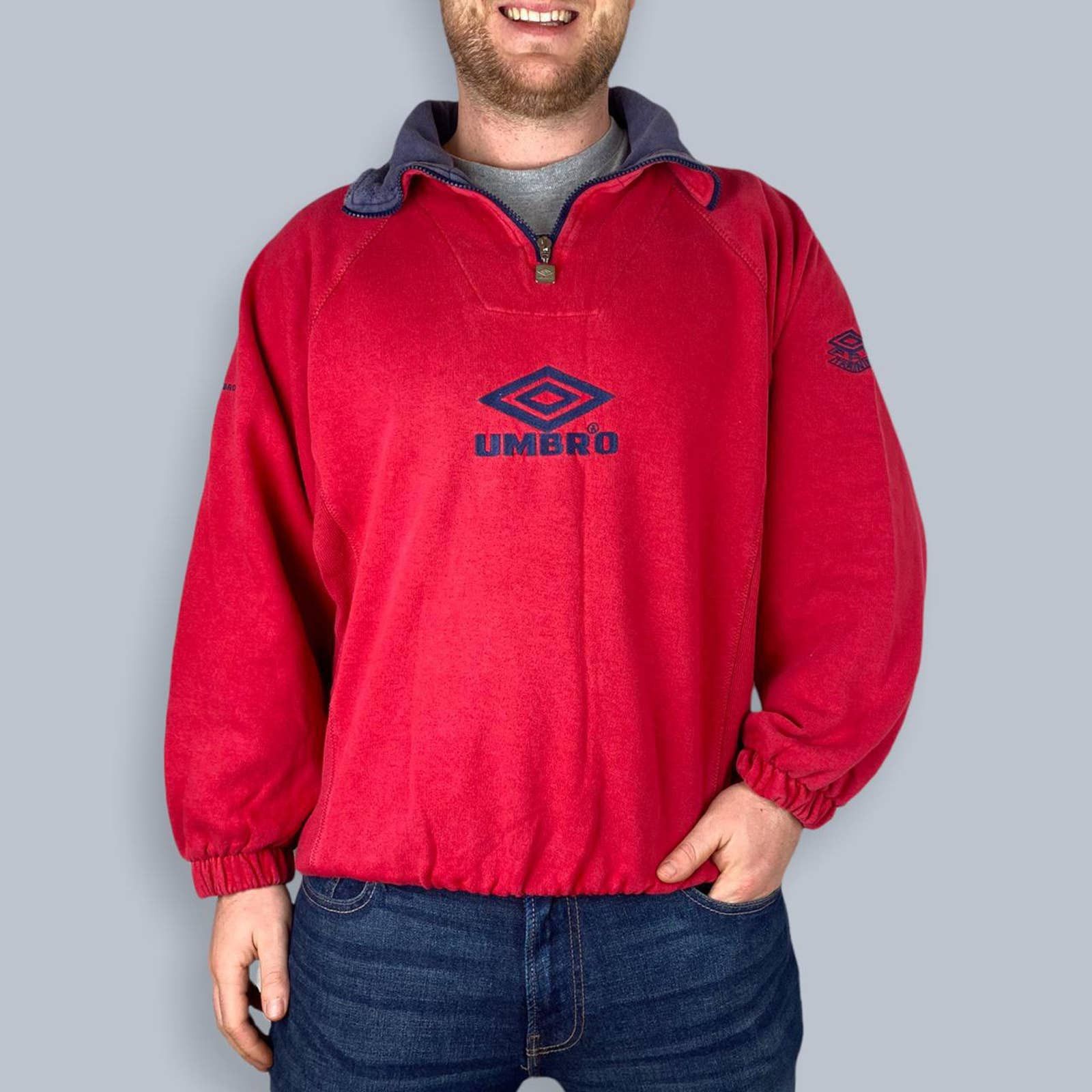 Umbro Really Cool True Vintage Umbro Retro Red V-Neck Jumper (S) | Grailed