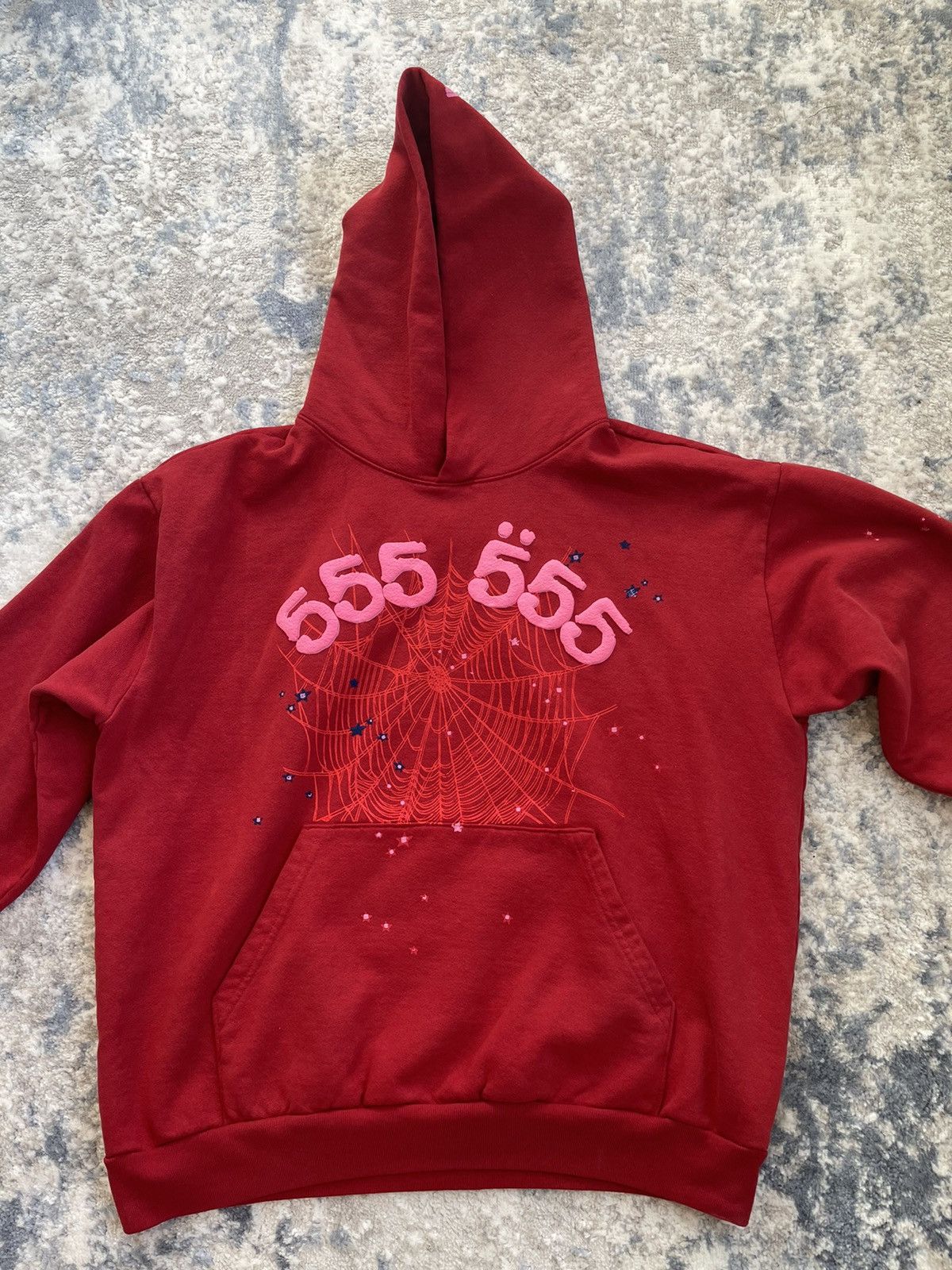 Spider Worldwide Merlot Red 555 Sp5der Angel Number Hoodie | Grailed
