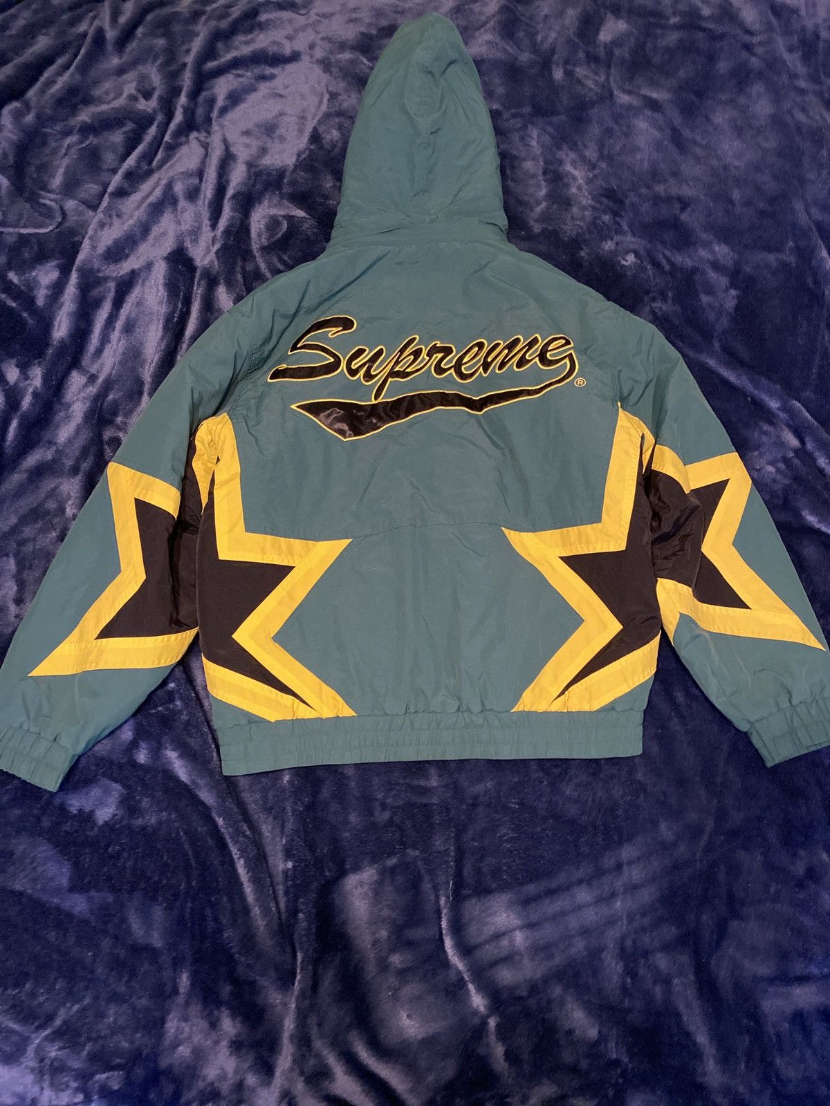 Supreme Supreme Stars Puffy Jacket Green | Grailed