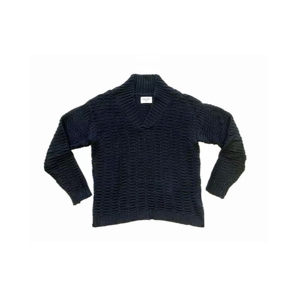 Our Legacy Mercerized Cotton Shawl V-Neck Sweater (Navy Blue) | Grailed