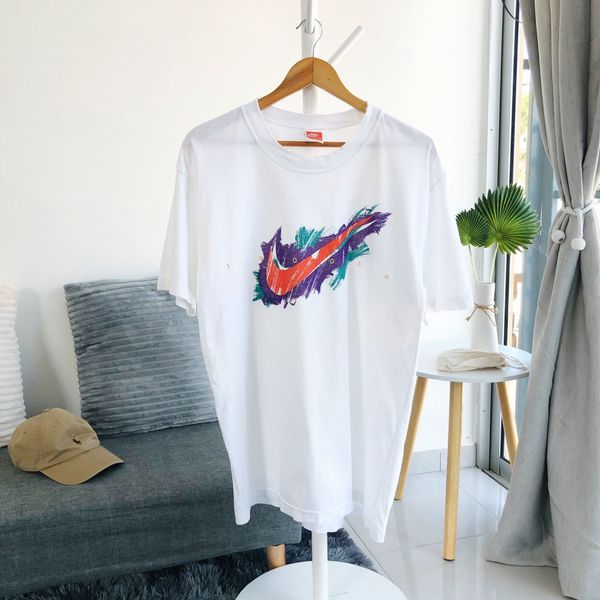 Nike Ripped Nike Swoosh Heritage Graphic Shirt Rare | Grailed