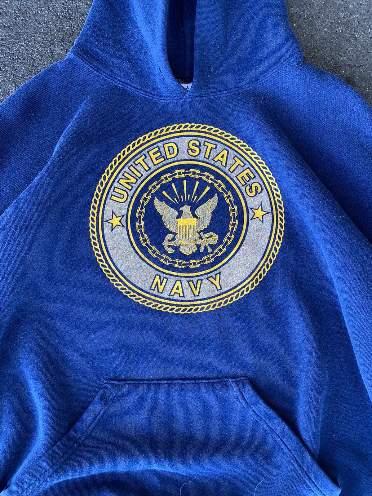 Vintage Vintage 90’s Stenciled US Navy Shield Reflective Logo Hoodie ...