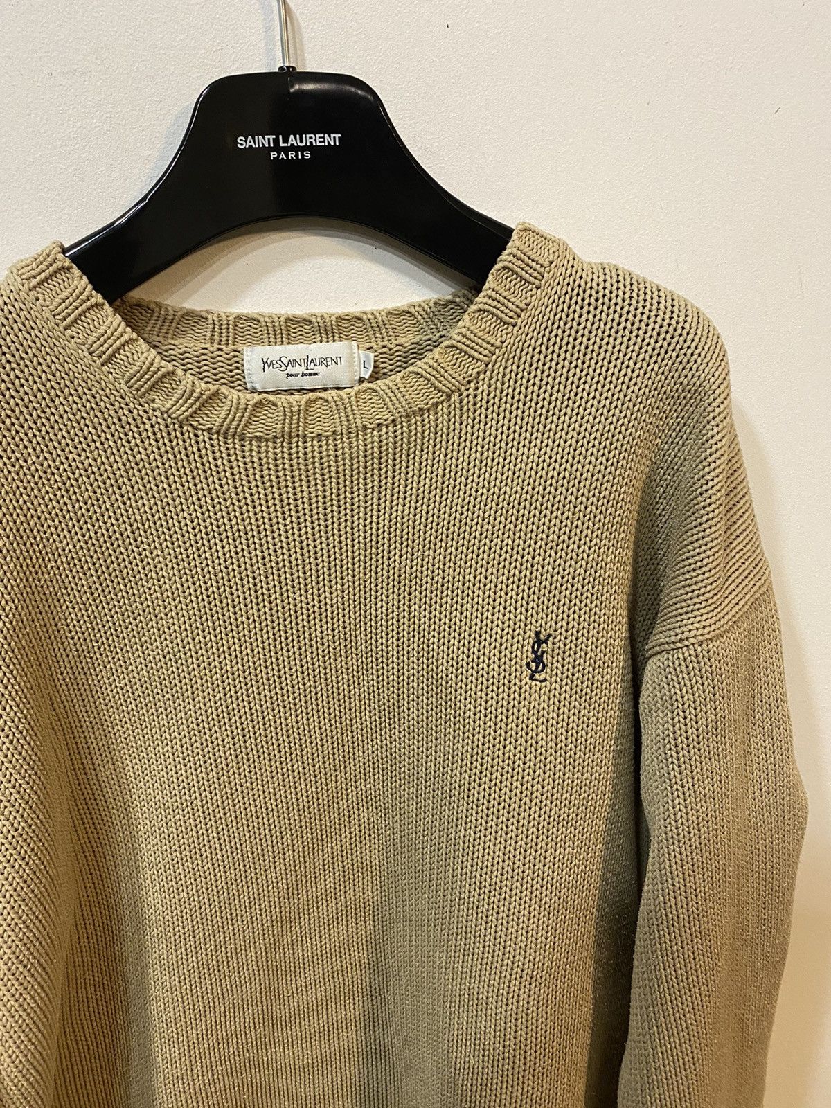 Yves Saint Laurent Last price🔥Beige YSL Heavy Knit Sweater | Grailed