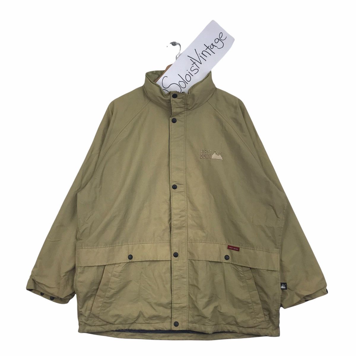 Vintage FIRST DOWN Fishing Mountain Hiking Khaki Windbreaker Jacket ...