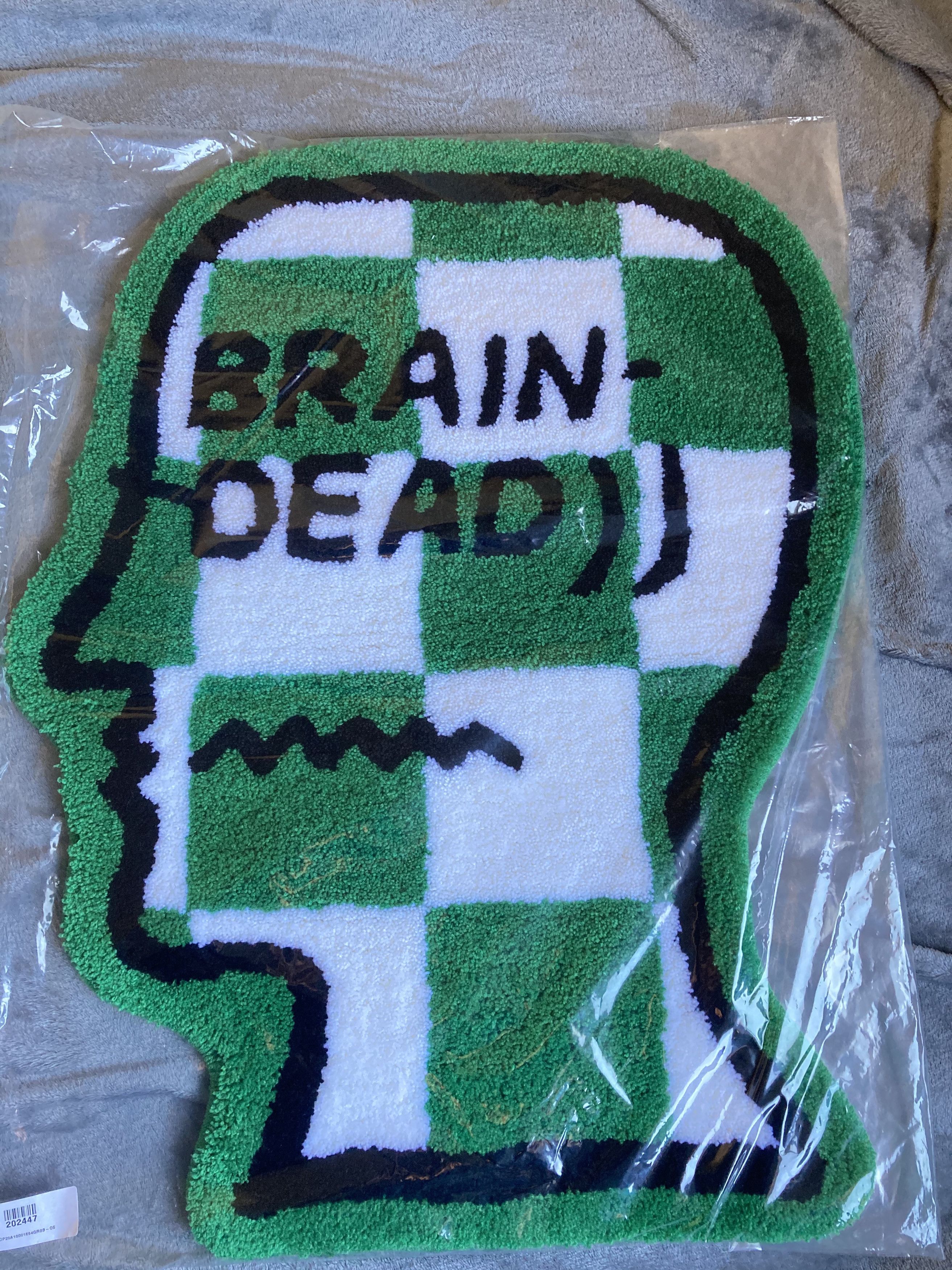 Brain Dead Brain Dead Checkered Logo Head Mat / Rug (Green) | Grailed