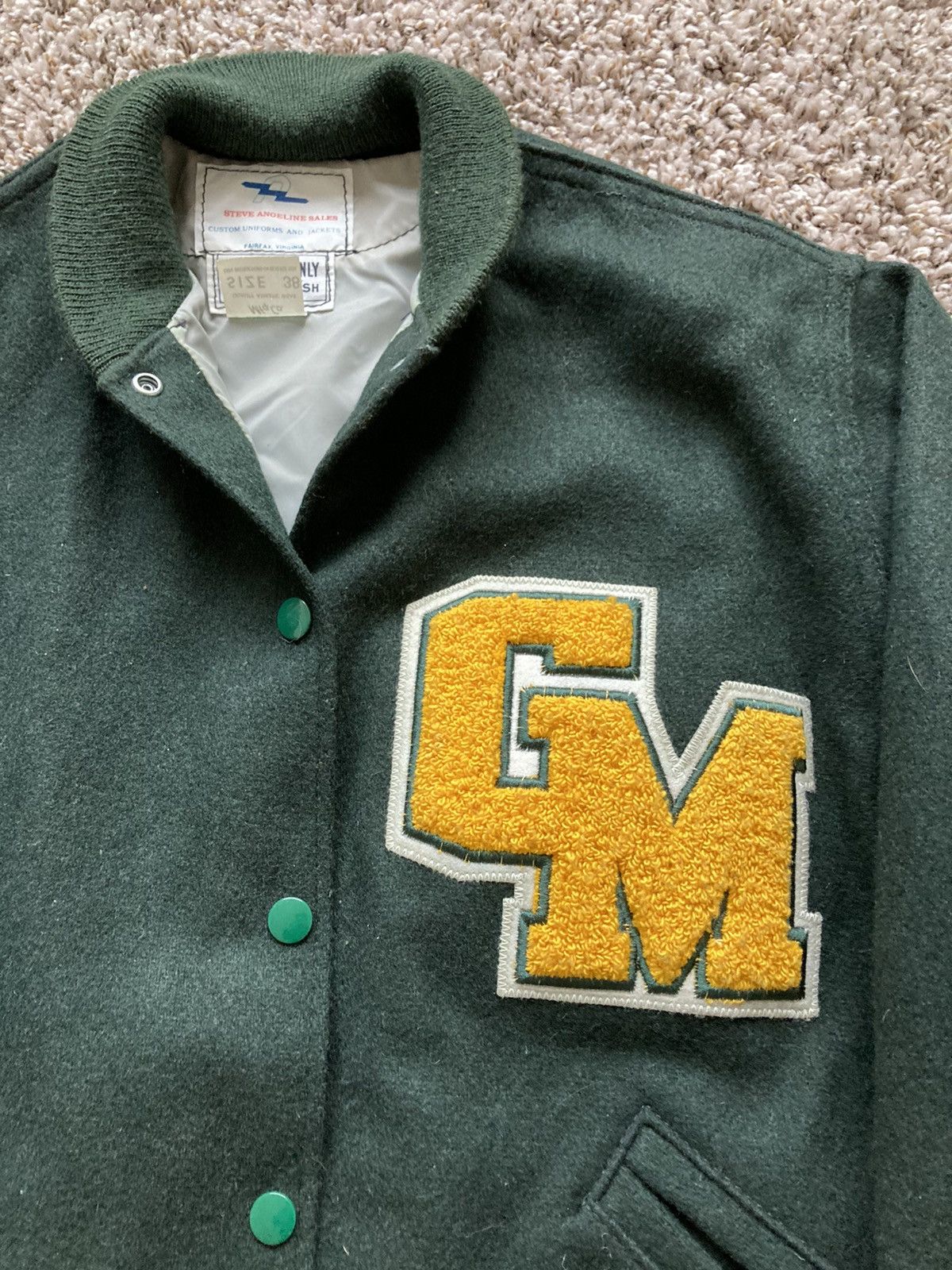 Vintage Vintage 1970s Union Made Green Yellow College Varsity Jacket ...