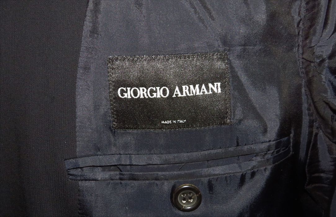 Giorgio Armani Black Label Silk Blend Blue Striped Three Roll Two Suit ...