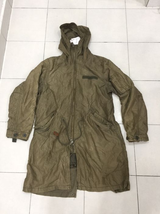 Japanese Brand back number parka jacket hoodie green army | Grailed