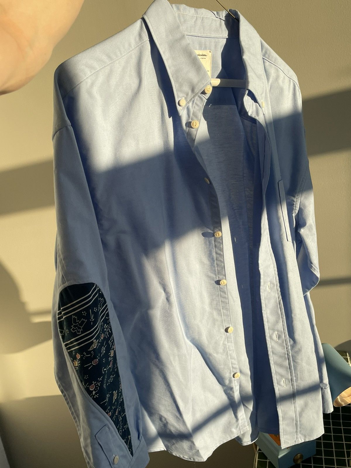 Visvim Elbow patch cotton shirt in blue | Grailed