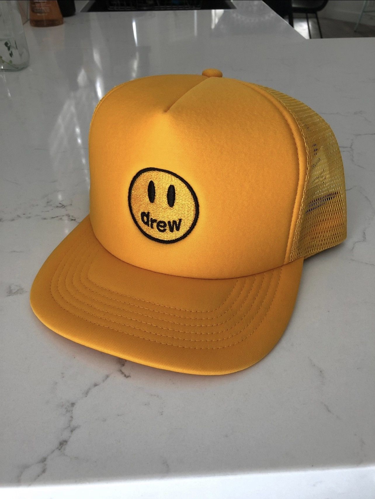 Drew House × Justin Bieber × Trucker Hat Drew House Yellow Trucker ...