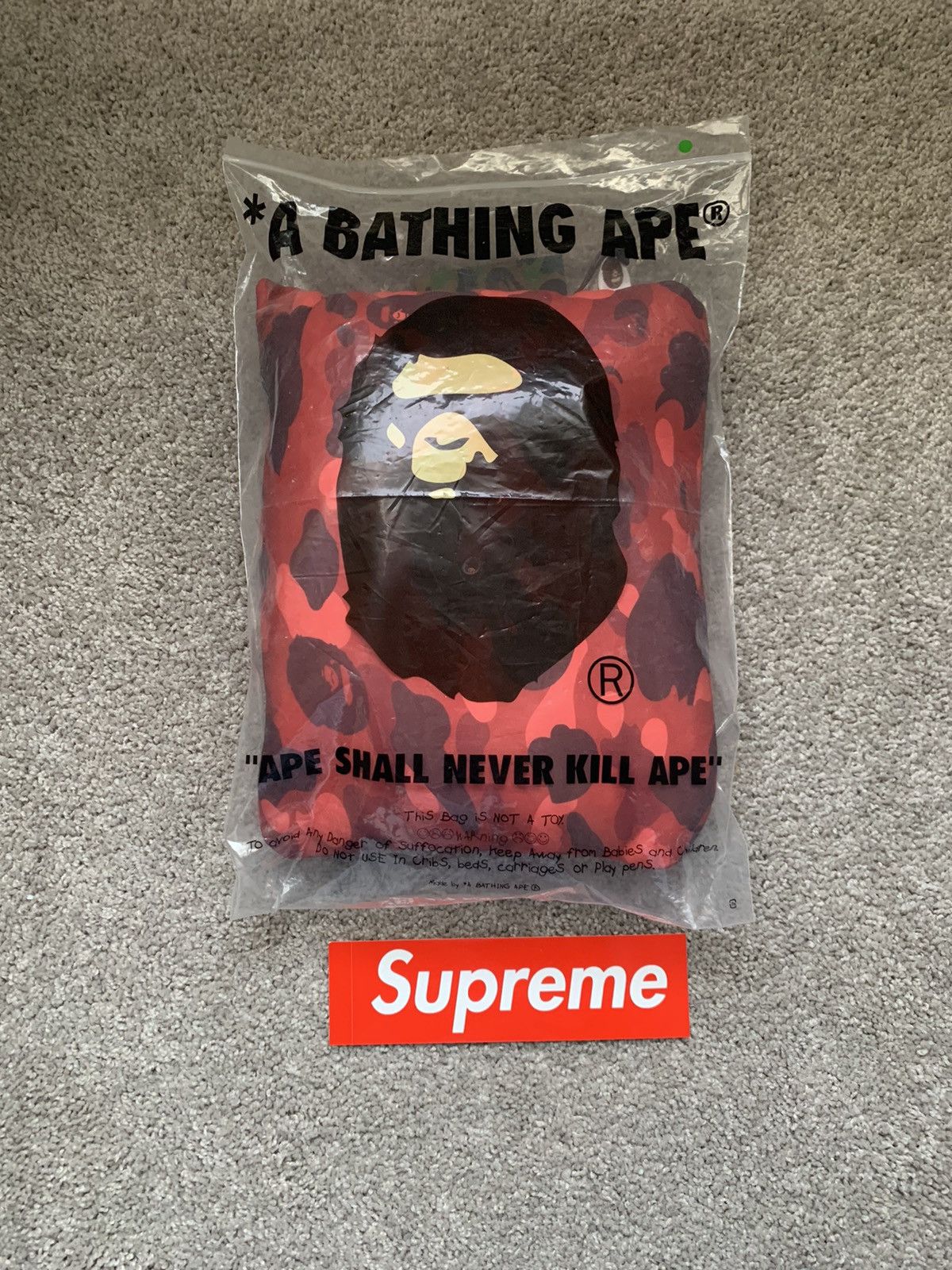 Bape A Bathing Ape 2 in 1 Red Camo Pillow | Grailed
