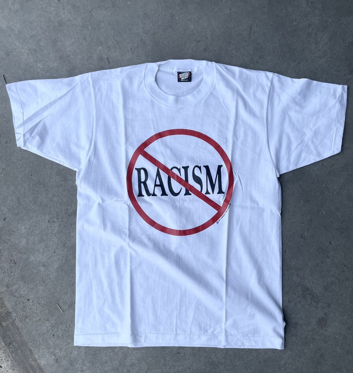 Screen Stars × Vintage Vintage 90s Anti Racism Tee - Antiracism Black ...
