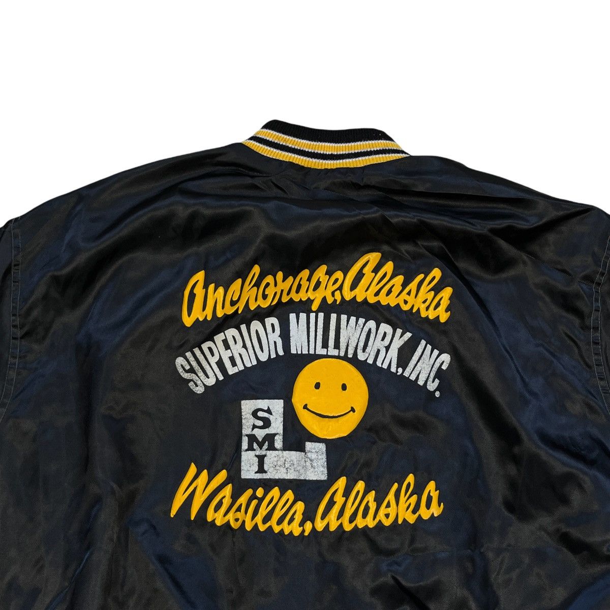 Made In Usa × Vintage 60s 70s satin smiley face Alaska bomber | Grailed