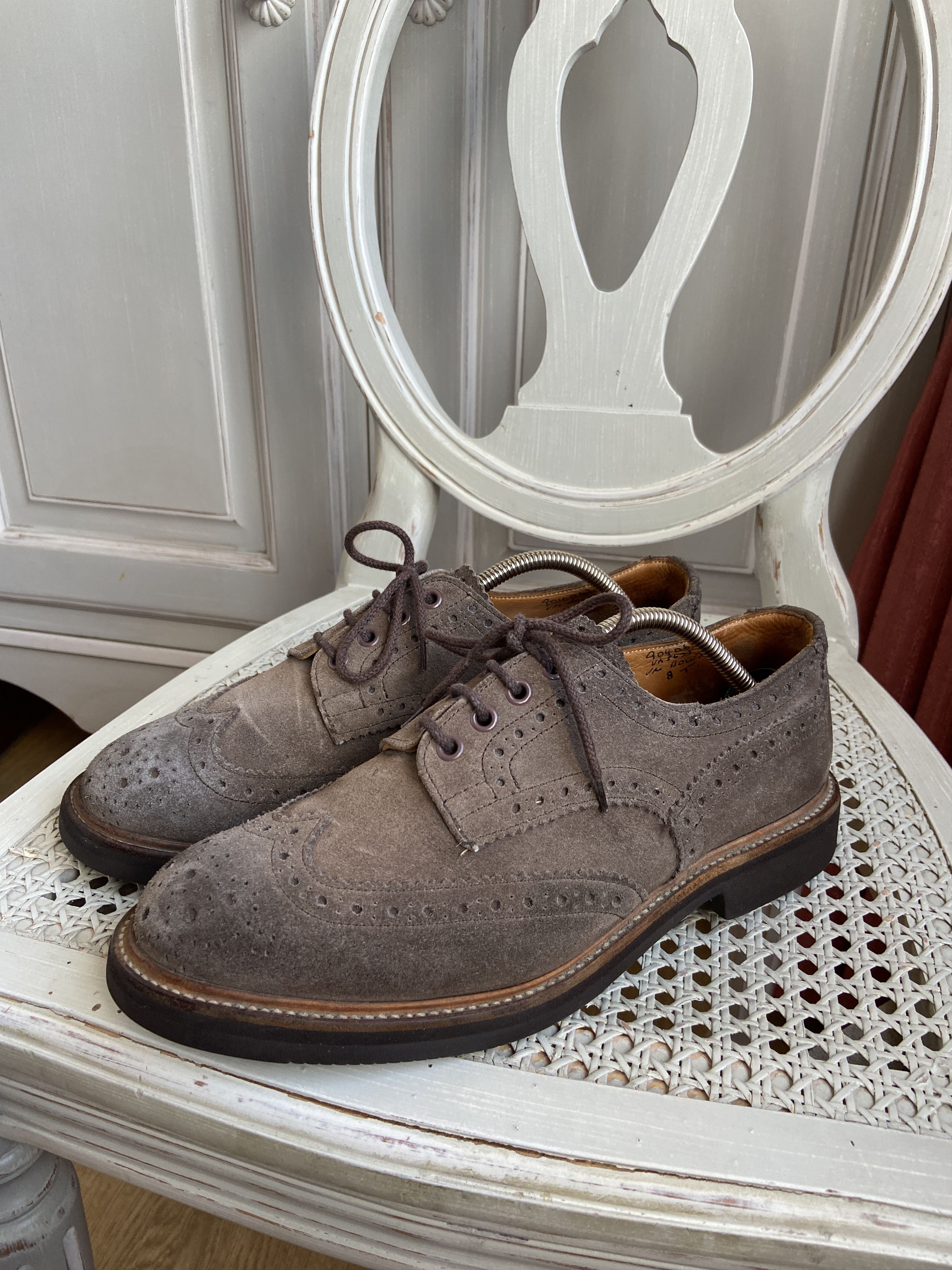 Tricker's Trickers Downton Handmade Gray Suede Derby Shoes | Grailed