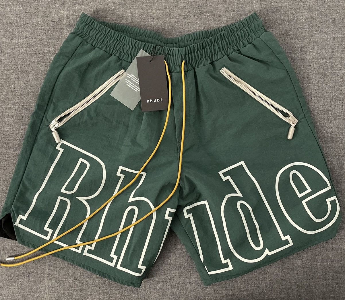 Rhude RHUDE LOGO SHORTS - GREEN - BRAND NEW - SIZE SMALL | Grailed