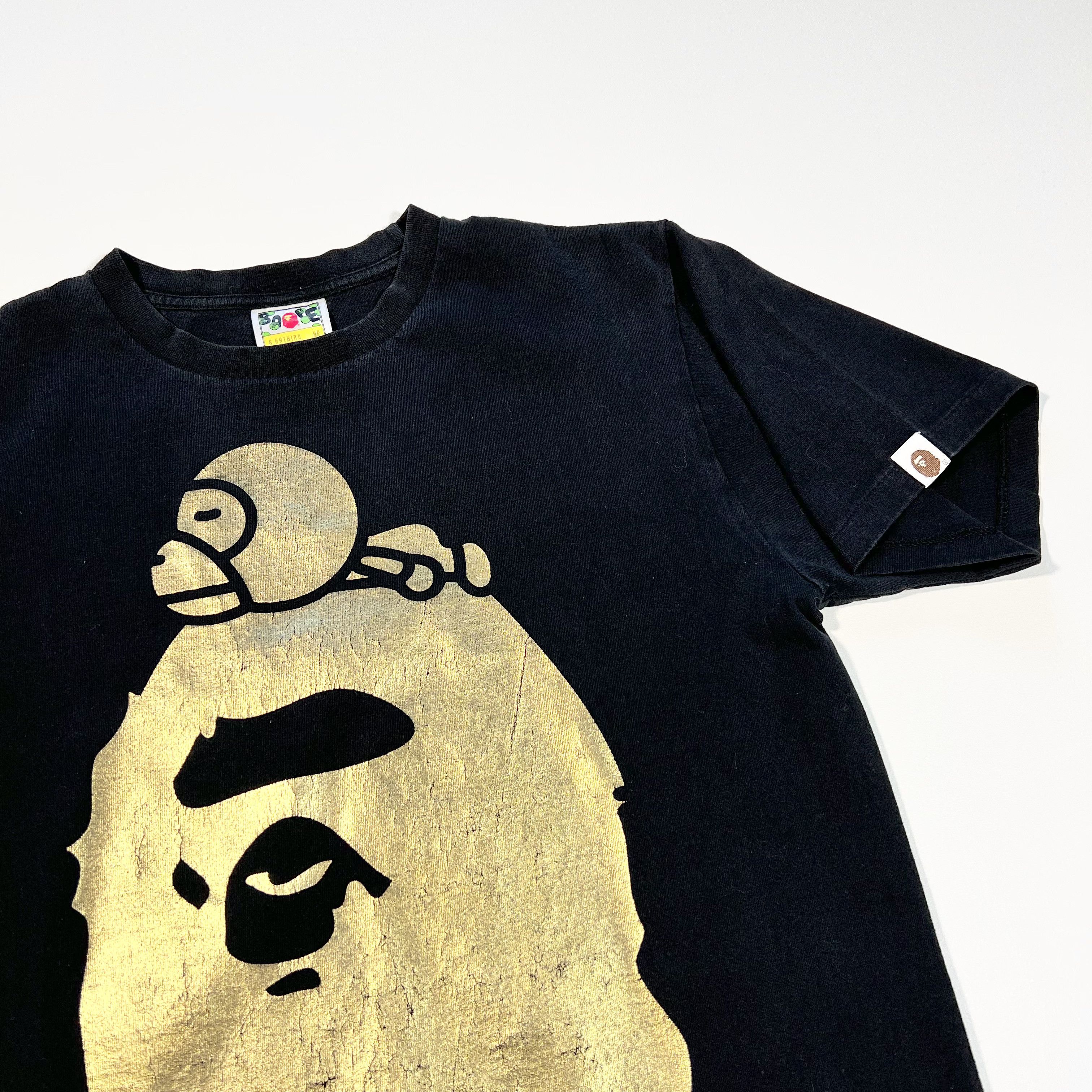 Bape Vintage Bape Single Stitch Black and Gold T Shirt | Grailed