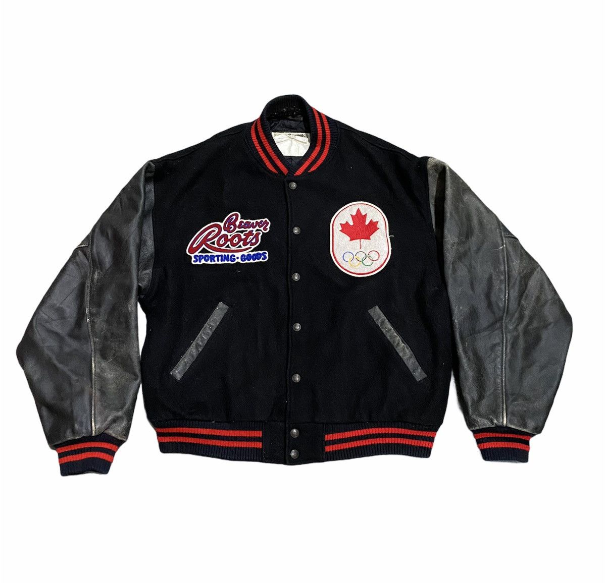 Canada × Varsity Jacket × Vintage VINTAGE BEAVER ROOTS VARSITY JACKET ...