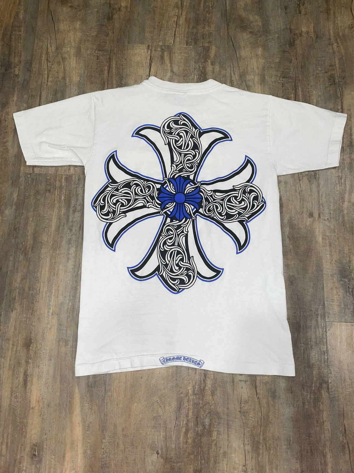 Chrome Hearts RARE Chrome Hearts Blue Cross Logo White Pocket Tee | Grailed