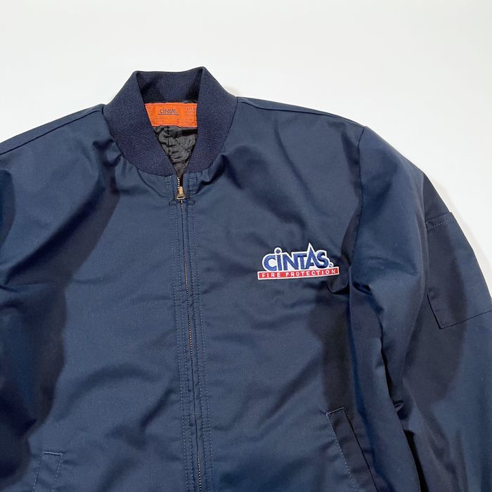 Streetwear Vintage Cintas Fire Protection Navy Blue Bomber Jacket | Grailed