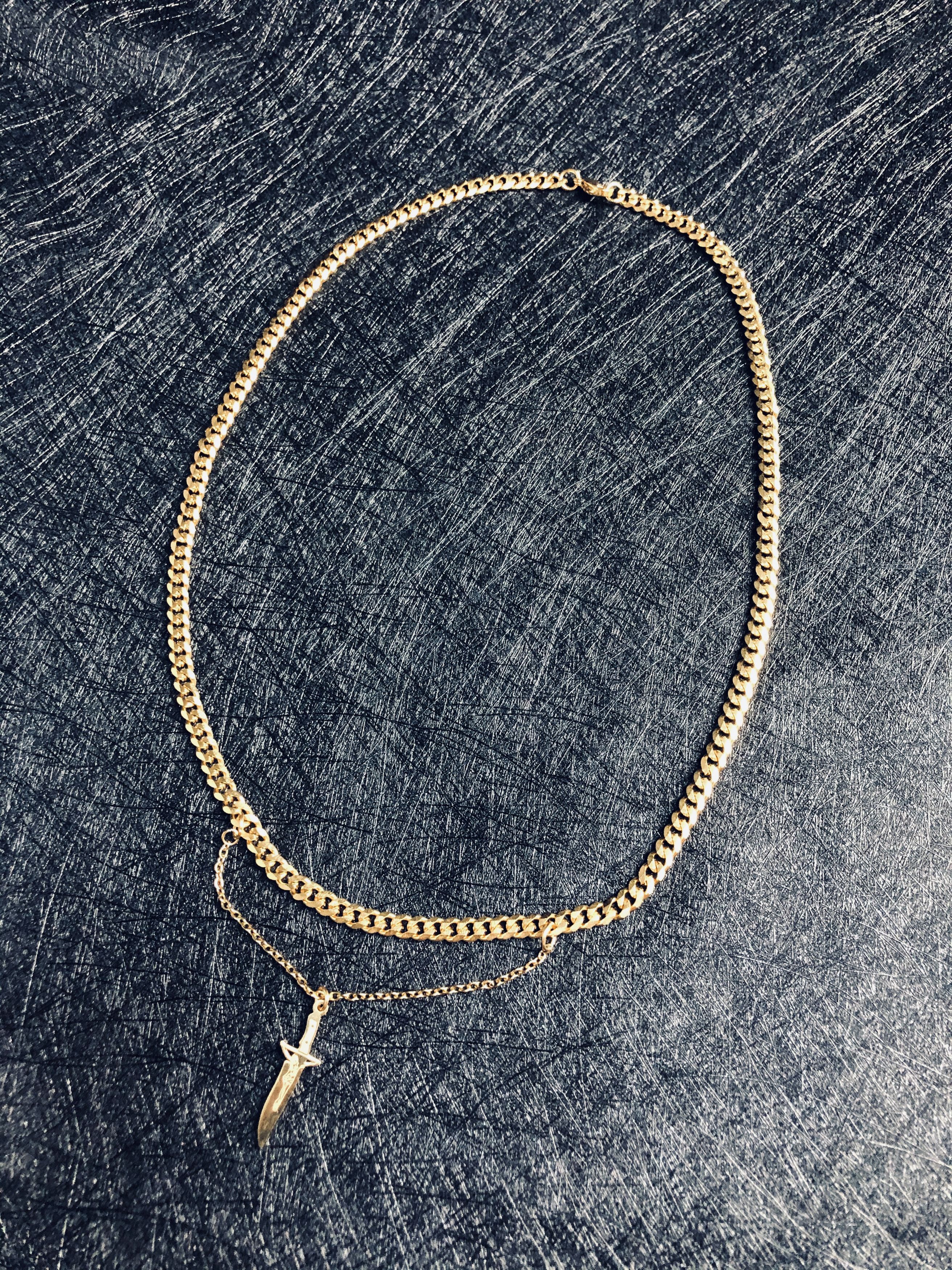 Custom × Gold Chain × Jewelry custom gold knife Pendant necklace chain ...