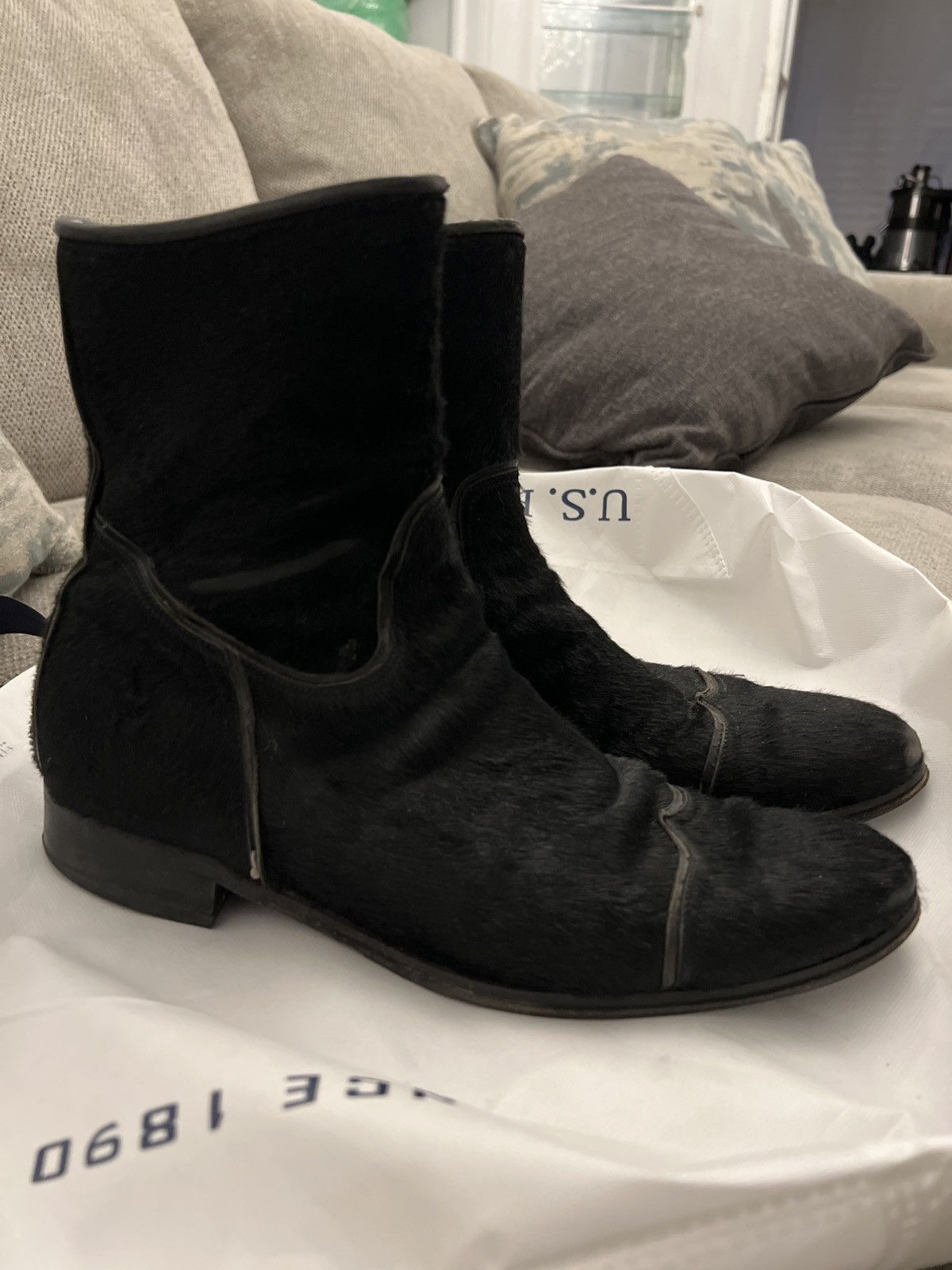 Jo Ghost Black pony hair cowboy boots | Grailed