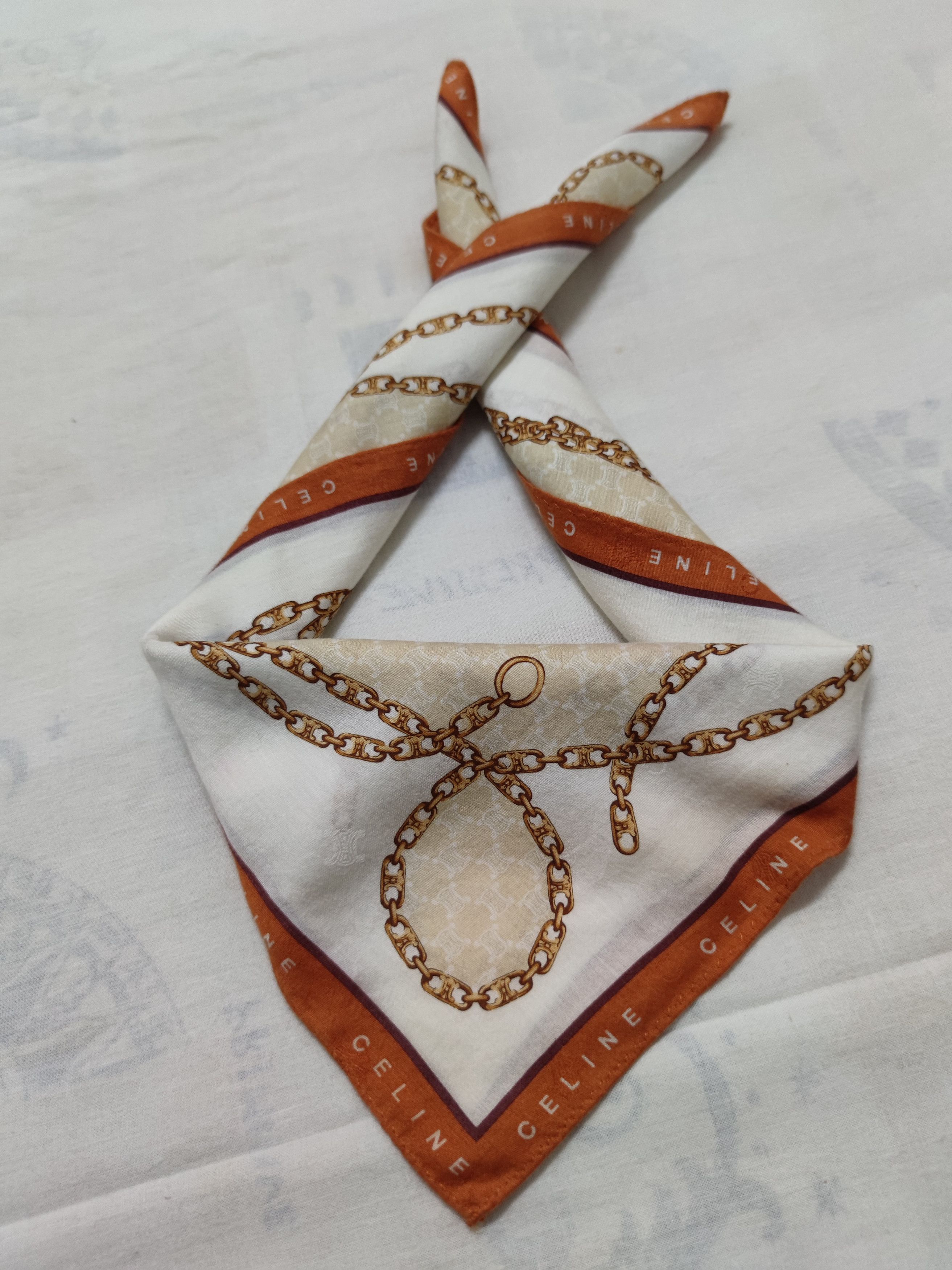 Designer × Vintage CELINE CHAIN DESIGN HANDKERCHIEF | Grailed