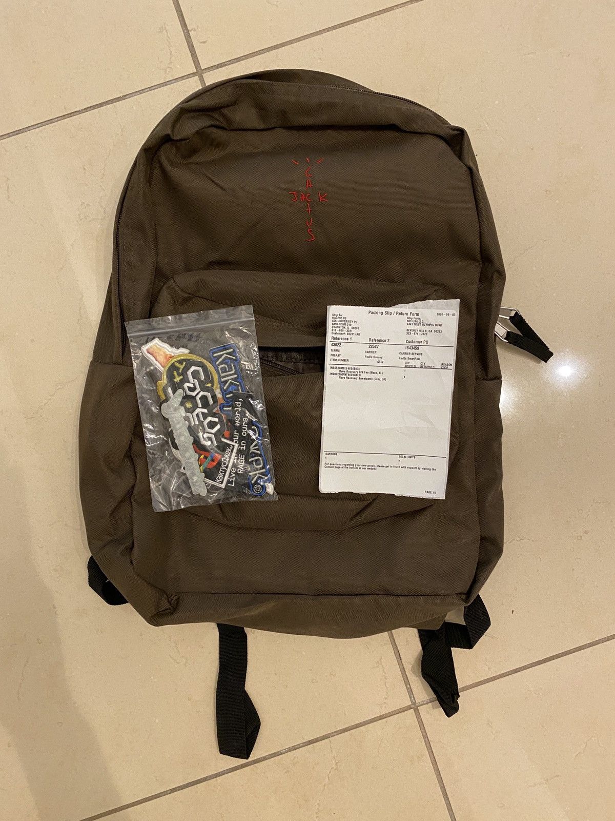 Travis Scott Travis Scott Cactus Jack Backpack with patch set | Grailed