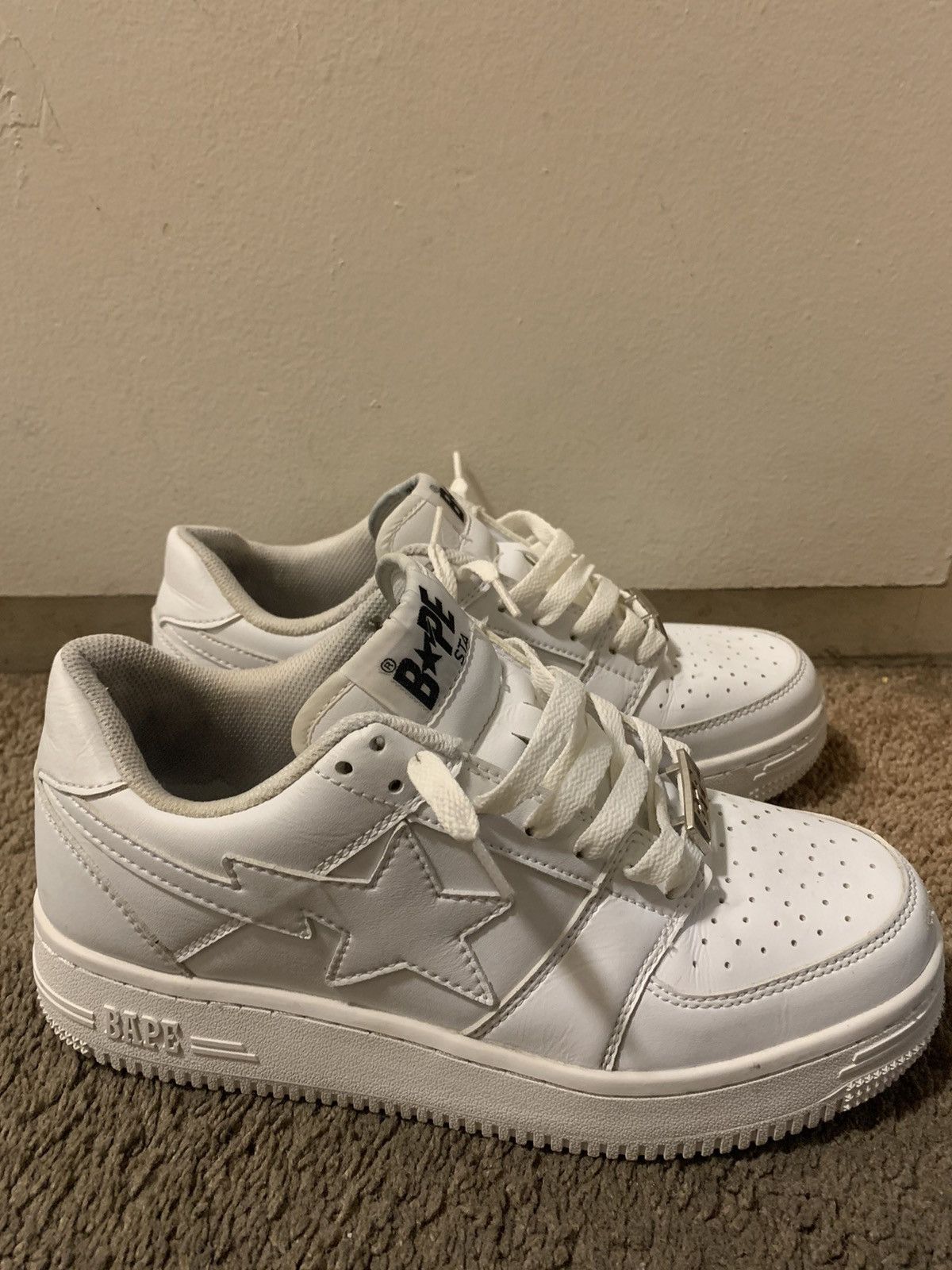 Bape bapesta leather all white | Grailed