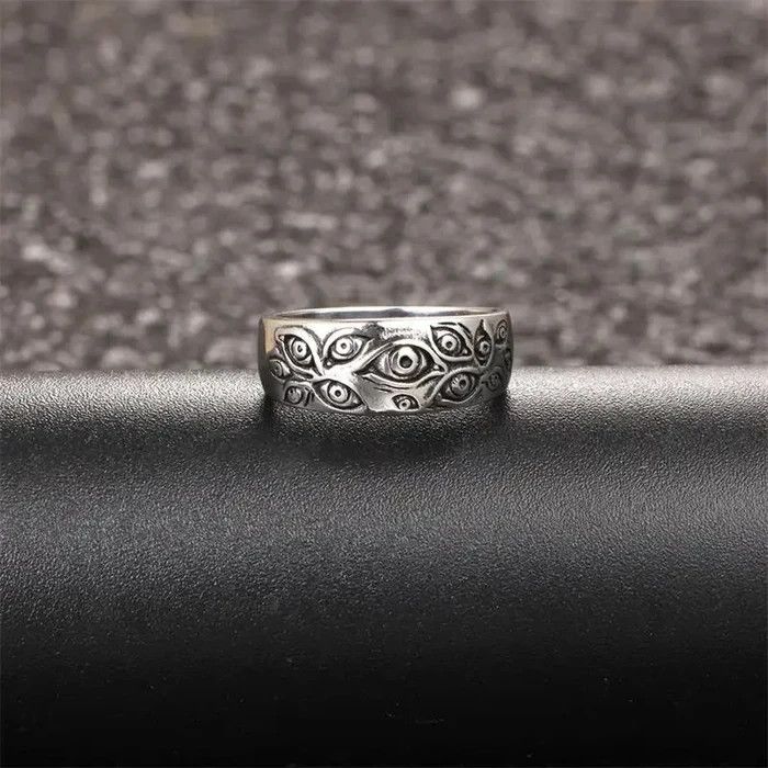 Chain × Jewelry × Vintage Mystery Silver Colour Demon Eye Ring Gothic ...