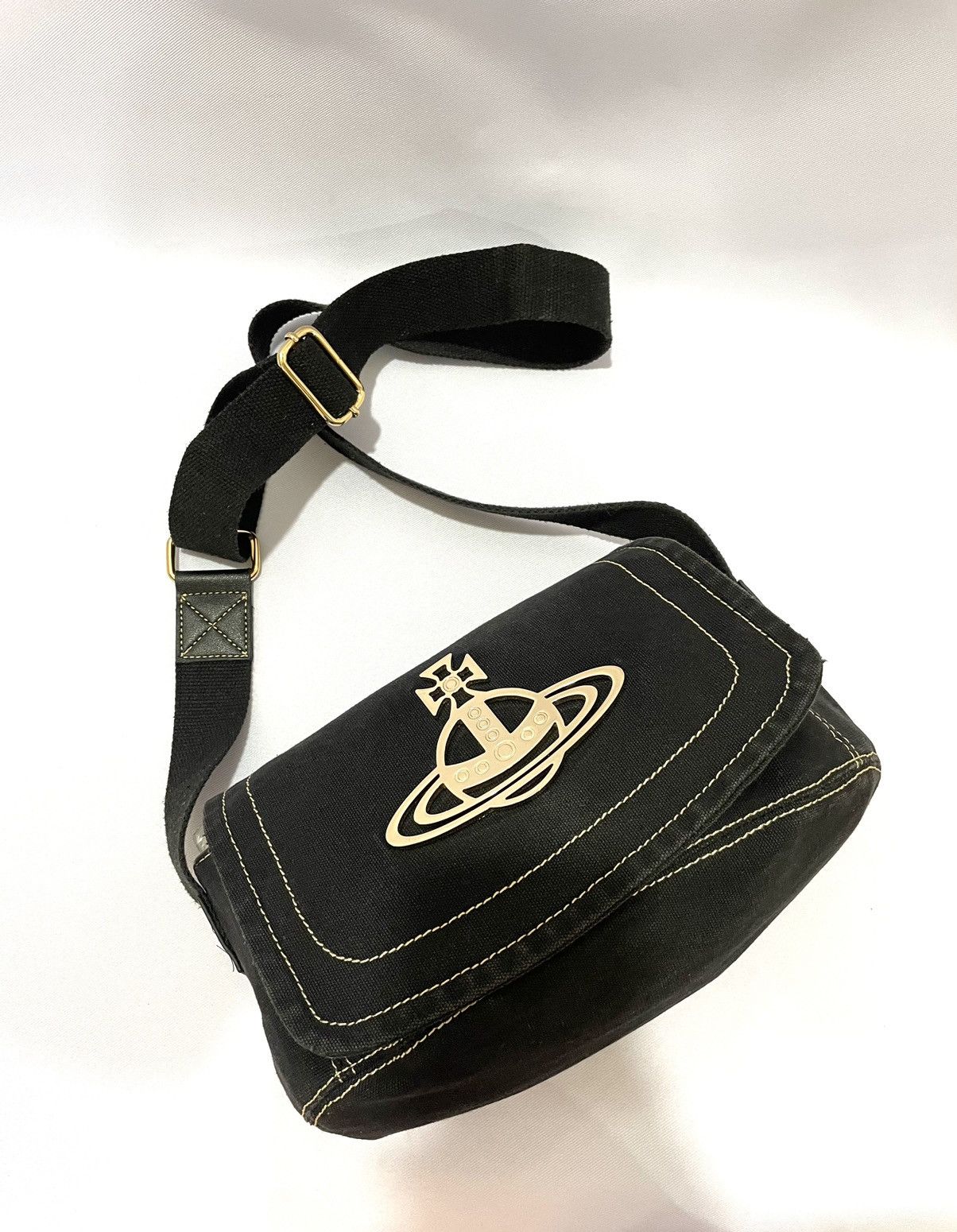 Vivienne Westwood Gold Orb Black Canvas Crossbody Bag | Grailed