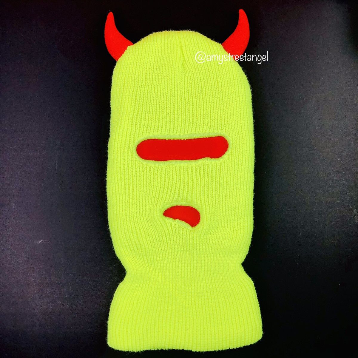 Handmade × Rockers × Streetwear Devil Ski mask Neo Skimask Horns Ski ...
