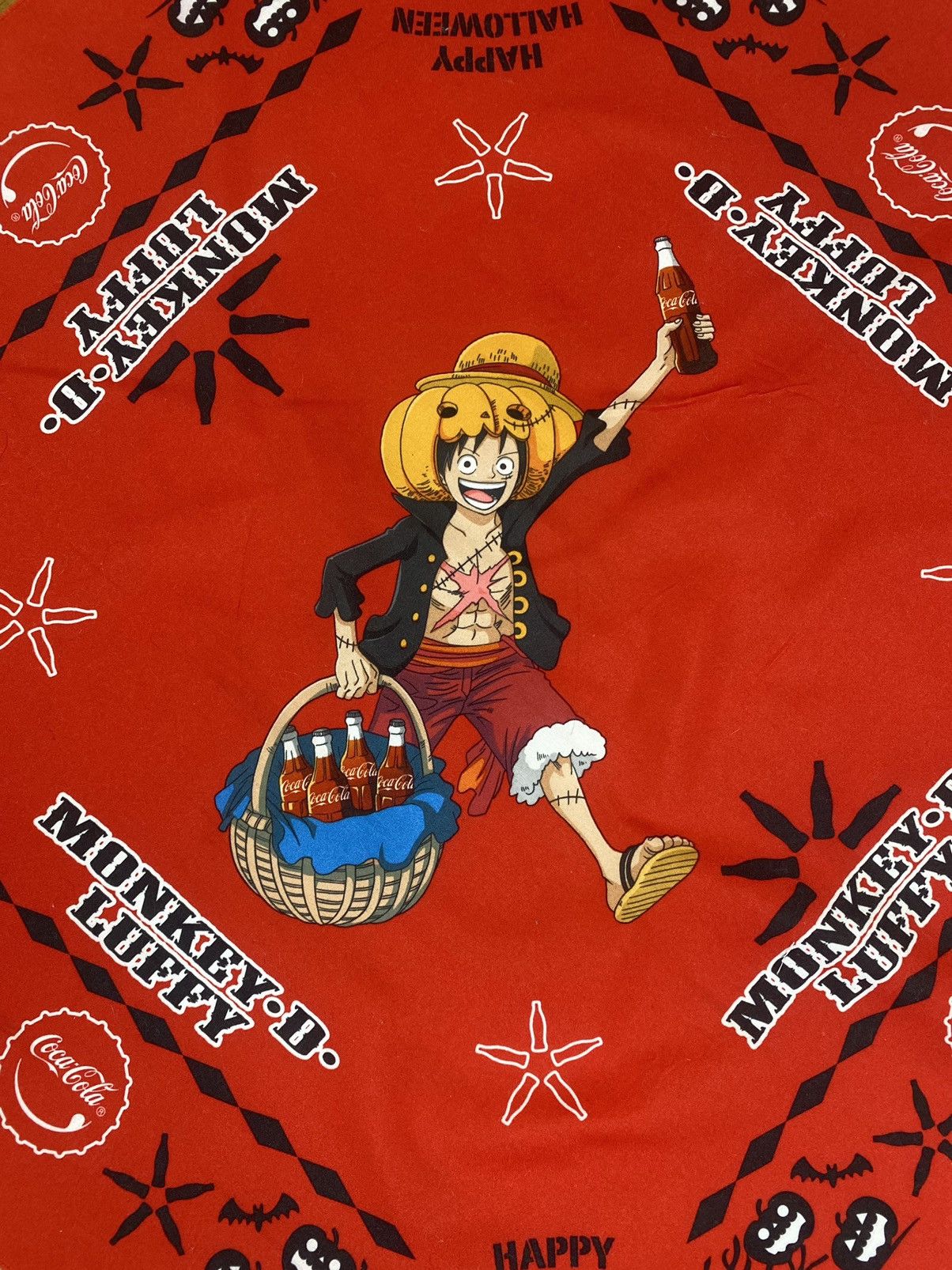 Coca Cola × One Piece One Piece Monkey D Luffy x Coca Cola handkerchief ...