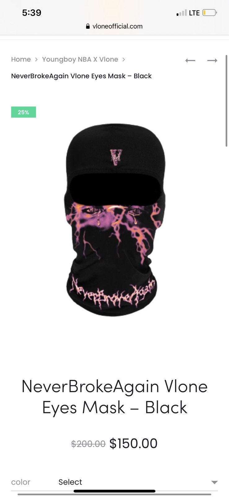 Vlone Vlone x nba youngboy - vlone eyes mask | Grailed