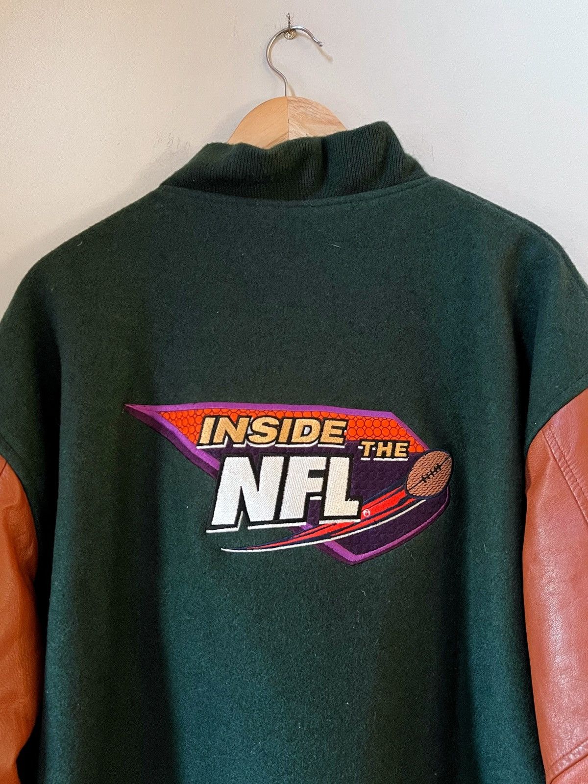 Vintage Vintage 90’s Inside the NFL HBO Varsity Leather Jacket | Grailed