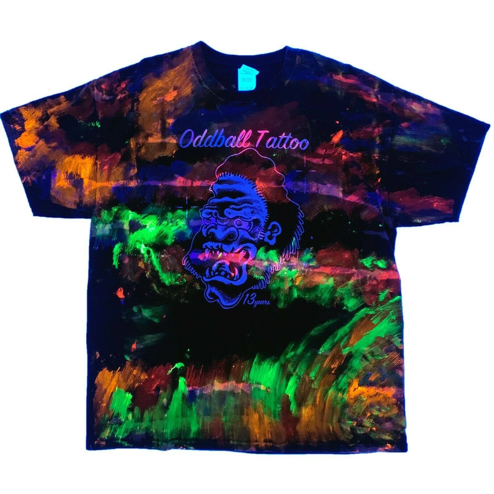Custom Oddball Tattoo Custom Painted Blacklight Rave Party T-Shirt ...