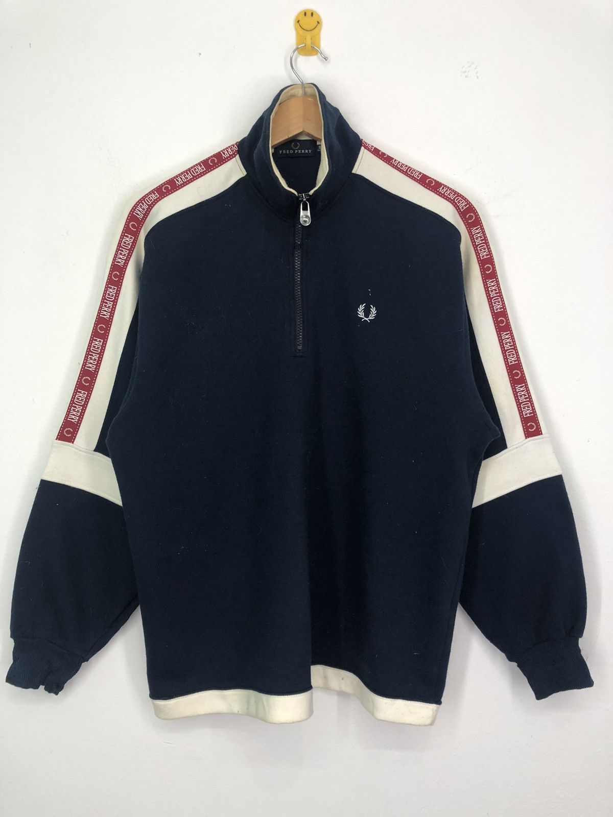 Vintage Vintage Fred Perry Embriodery Logo Side Tape Quarter Zipper ...