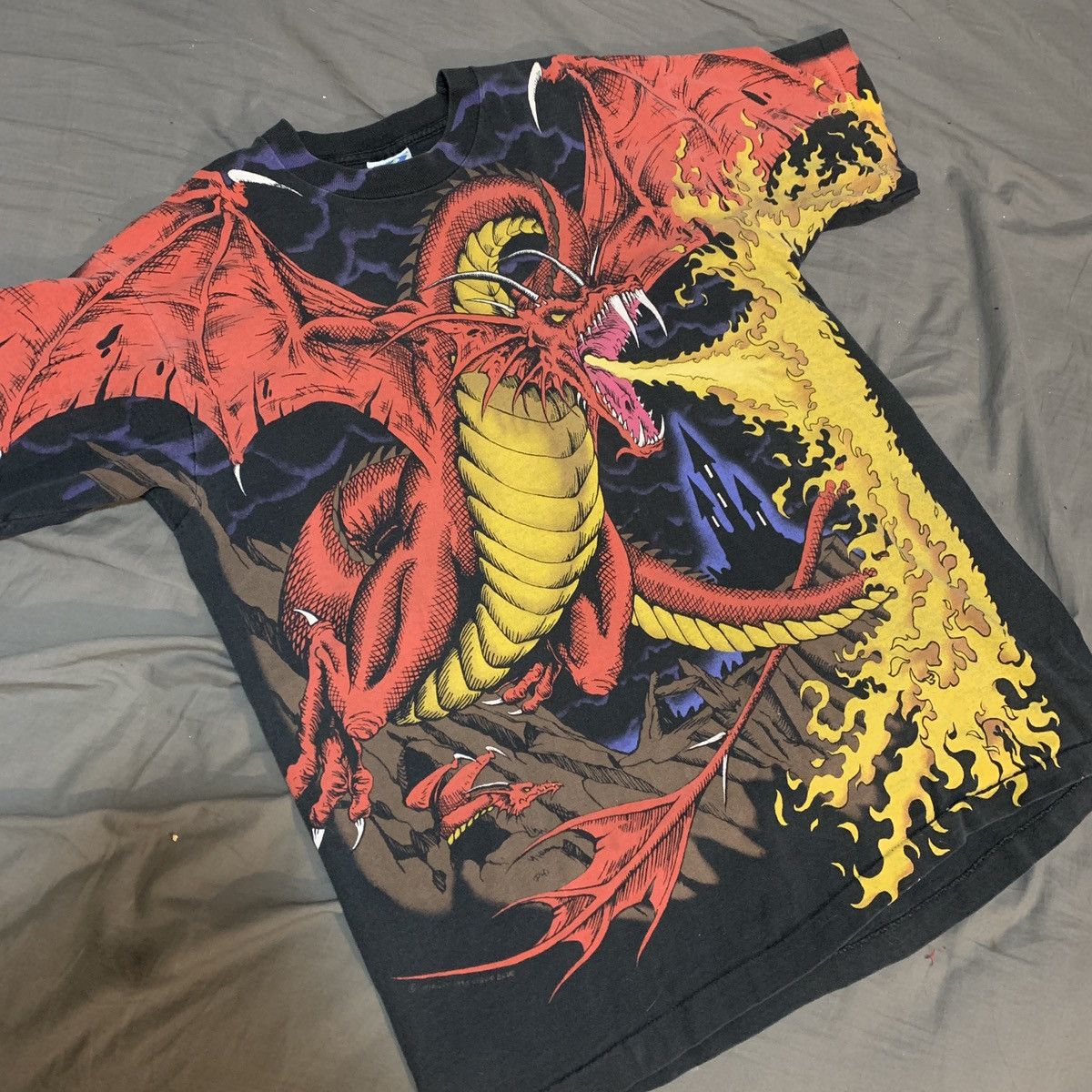 Liquid Blue 1993 LIQUID BLUE “DRAGON & KNIGHT” ALL OVER PRINT T-SHIRT ...