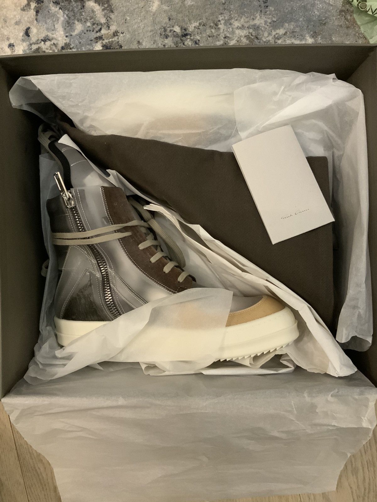 Rick Owens Rick owens transparent/Phlegethon/yellow/white geobasket ...