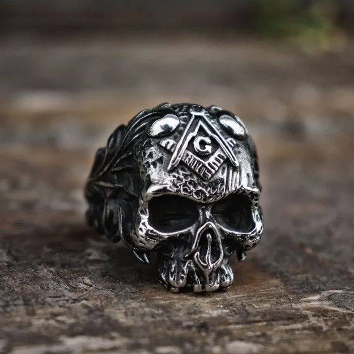 Jewelry × Streetwear Vine Masonic Skull Rings Freemasons Ring | Grailed