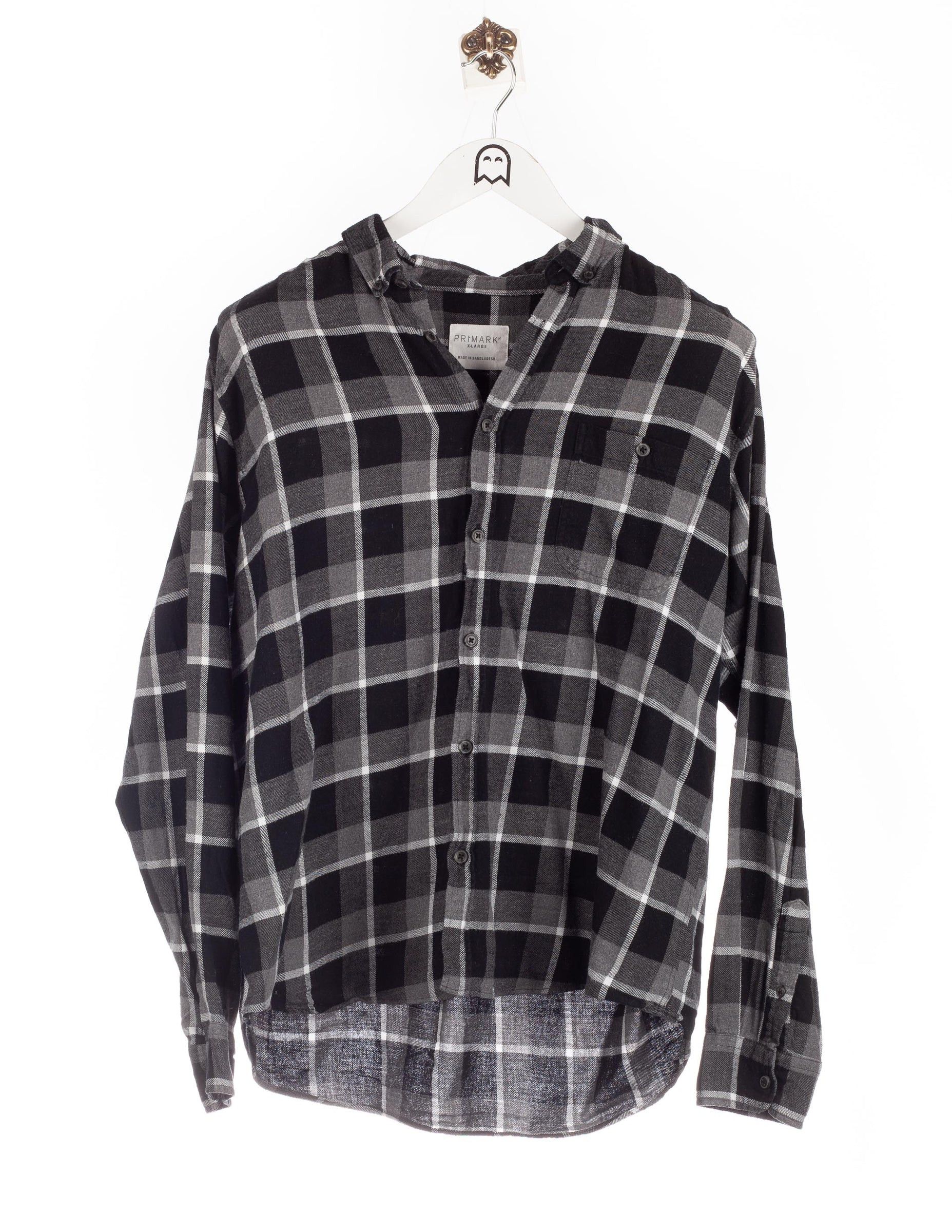 Vintage Vintage Primark Flannel Shirt Abstract Black/Grey/White | Grailed
